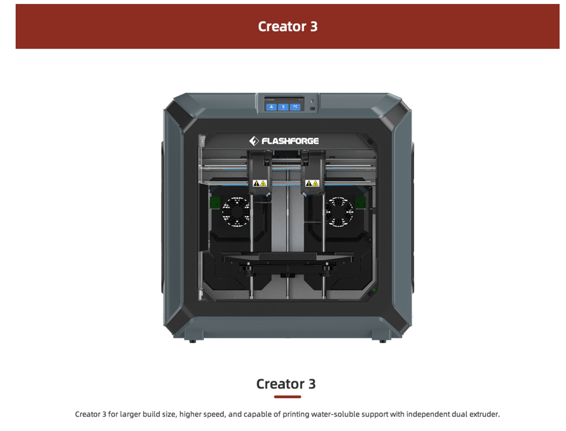 FlashForge Creator 3 3D Printer|3D Gadgets Malaysia